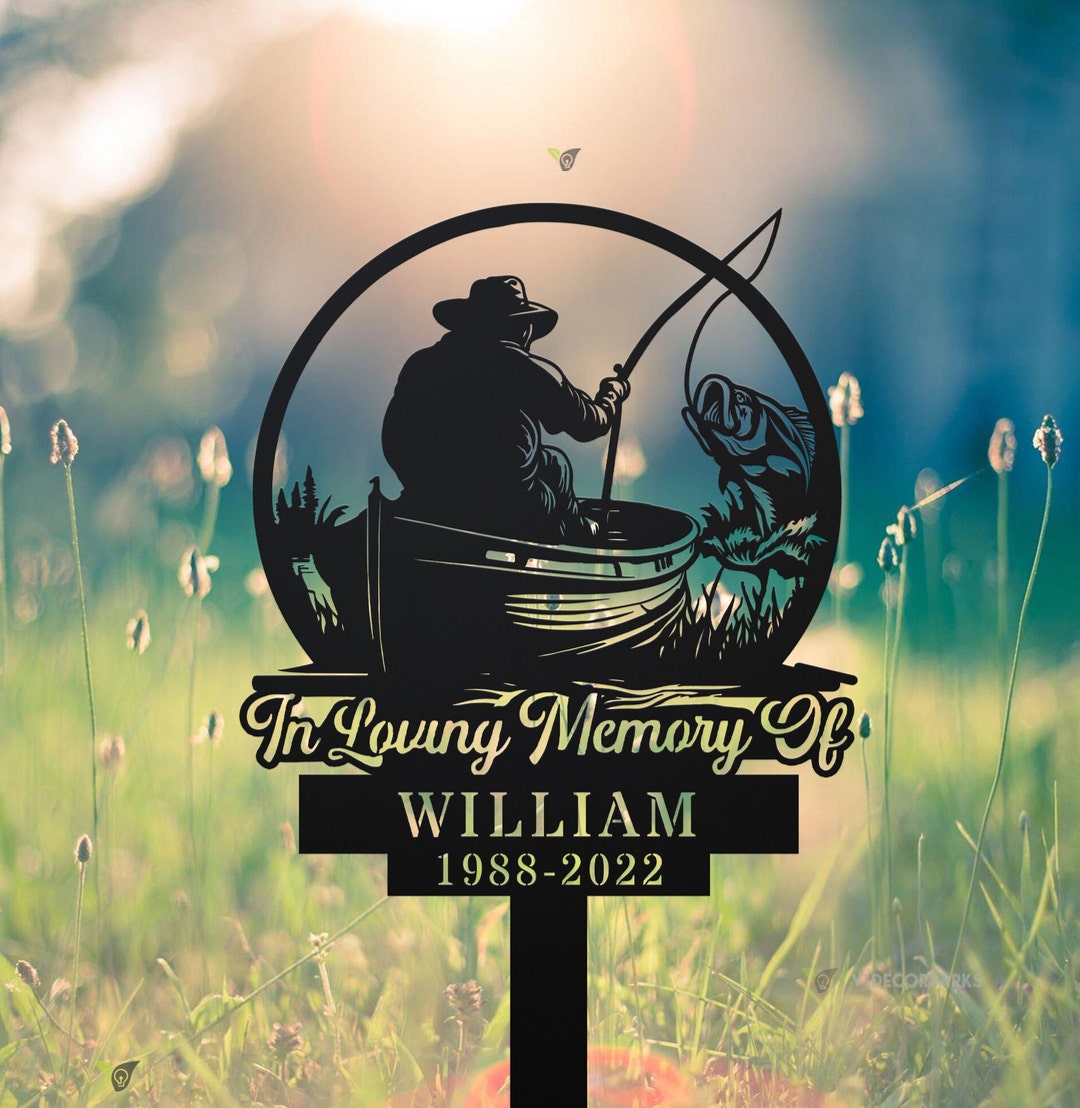 Personalized Fisherman Memorial Stake Metal,fisher Memorial Gift ...