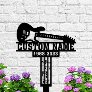 Personalized Grave Marker for Human, Guitar Player Memorial Metal ...