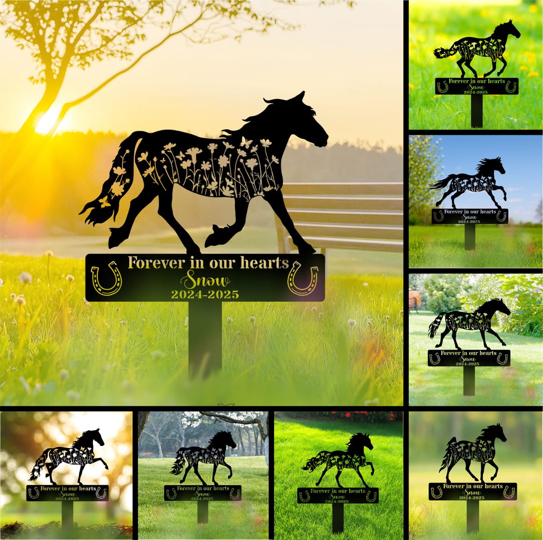 Custom Horse Garden Memorial Sign, Personalized Pet Grave Marker ...