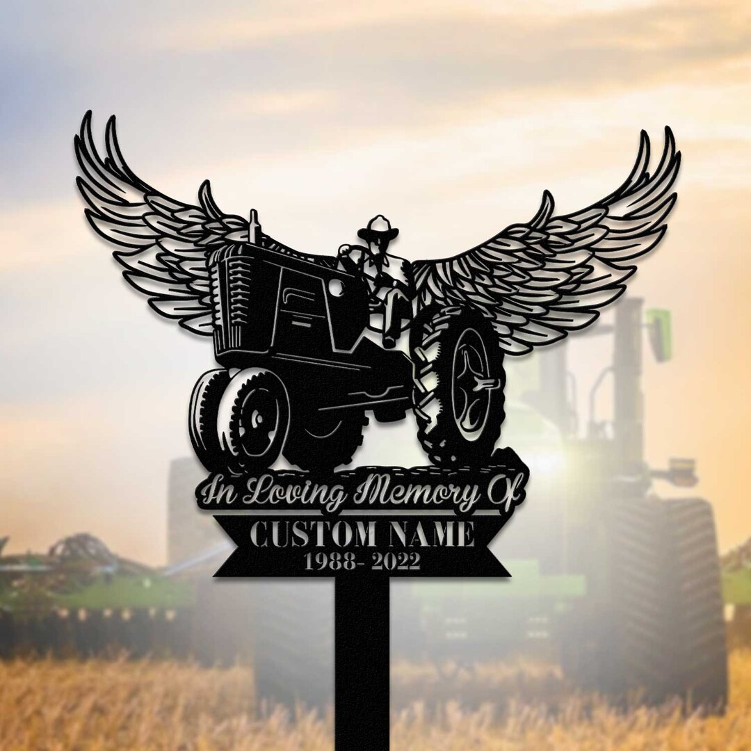 Tractor Memorial Plaque Stake, Personalized Memorial Garve Maker, Grave ...