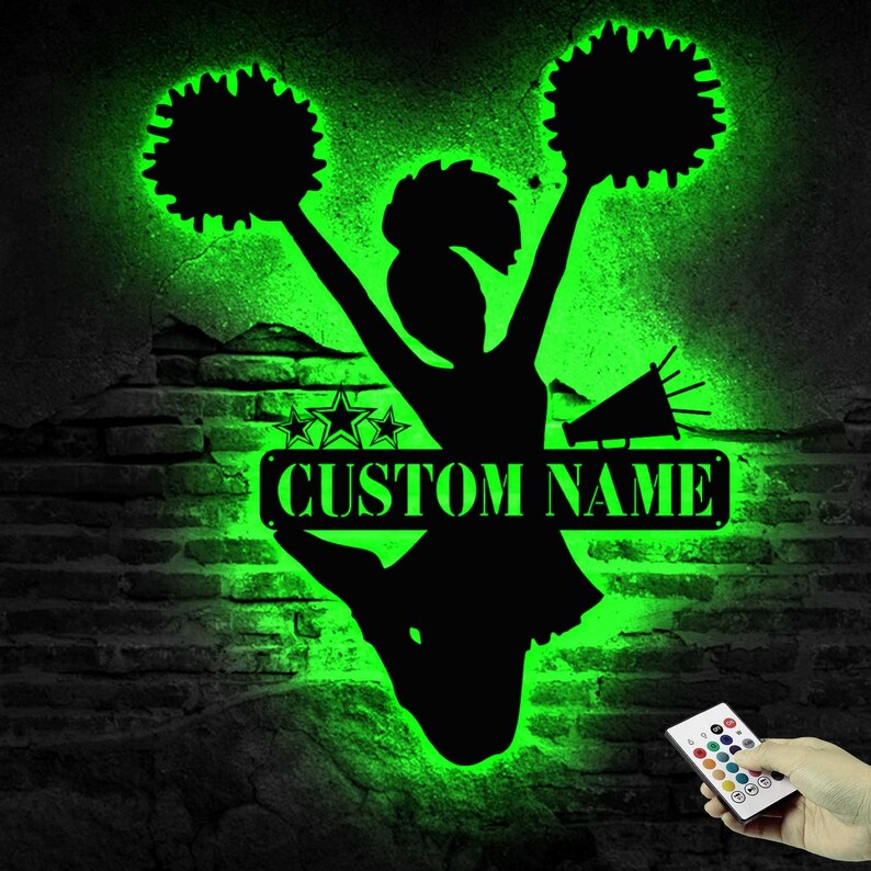 Custom Cheerleading Sign, Metal Wall With LED Light, Cheerleading Gift ...