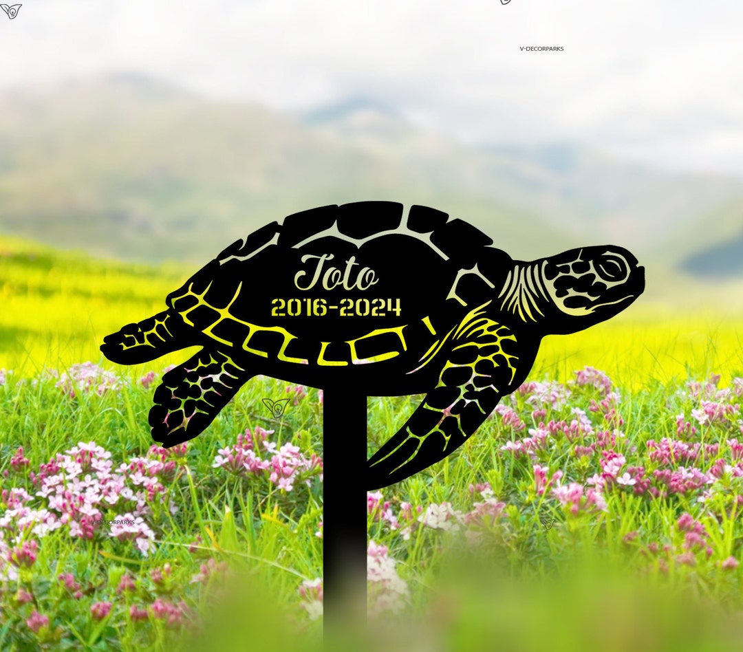 Turtle Memorial Stake, Turtle Custom Metal Sign, Turtle Decor, Garden ...