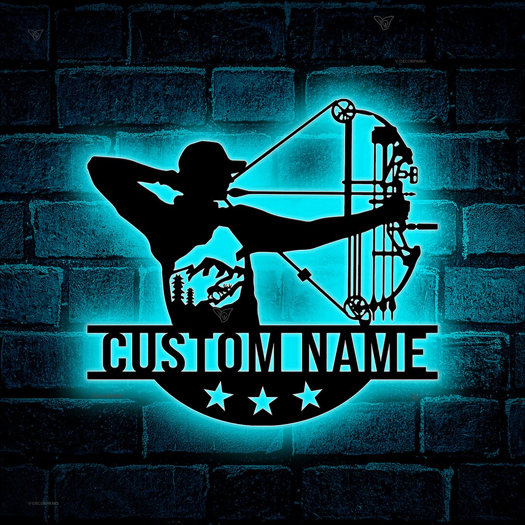 Custom Archery Metal Wall Art With Led Light, Archer Gifts, Archery ...
