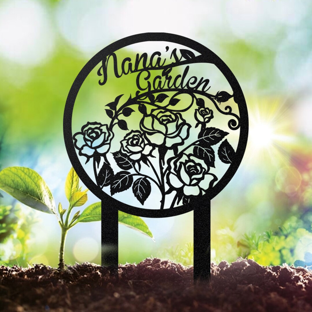 Personalized Rose Garden Stake, Rose Metal Sign, Garden Flower Sign ...