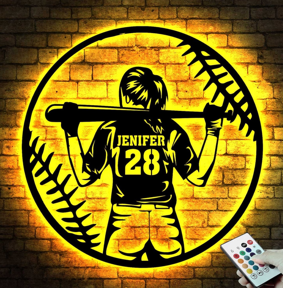 Custom Softball Pitcher Metal Wall Art Led Lights, Pitcher Girl Sign ...
