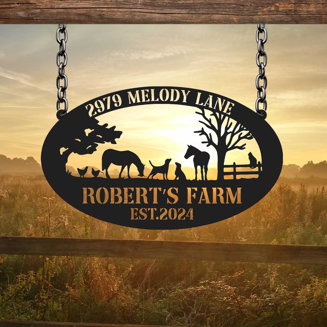 Custom Farmhouse Metal Sign, Farm Gift, Personalized Farm Metal Sign ...