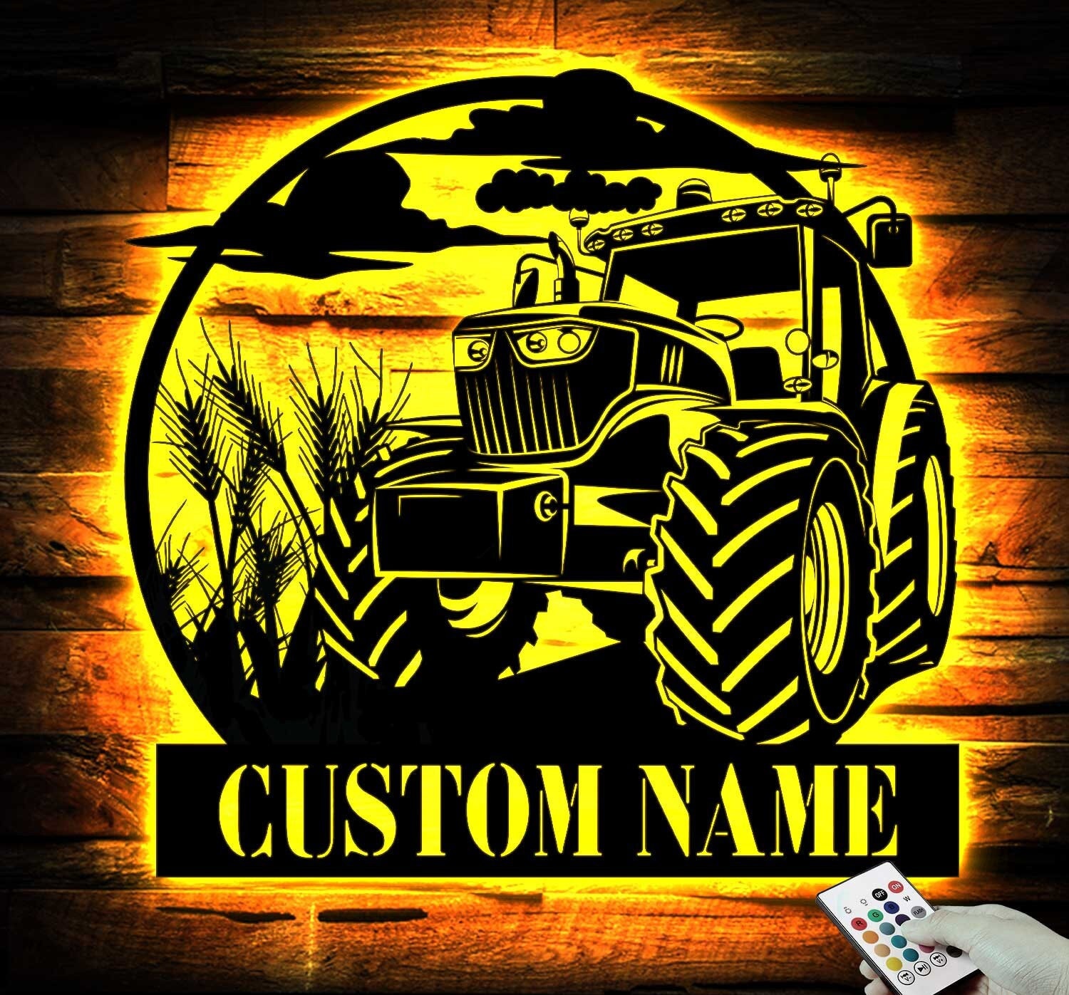 Custom Farm Sign Tractor Driver Metal Wall Art LED Light Personalized ...