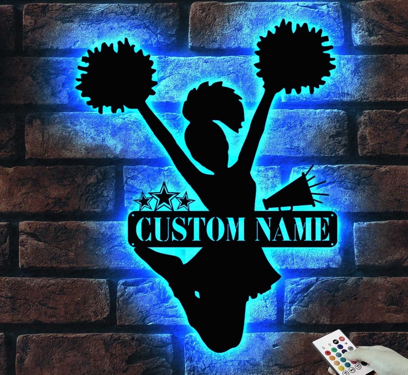 Custom Cheerleading Sign, Metal Wall With LED Light, Cheerleading Gift ...