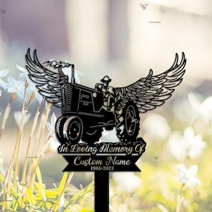 Personalized Farmer on Tractor Memorial Stake, Tractor Memorial, Farmer ...