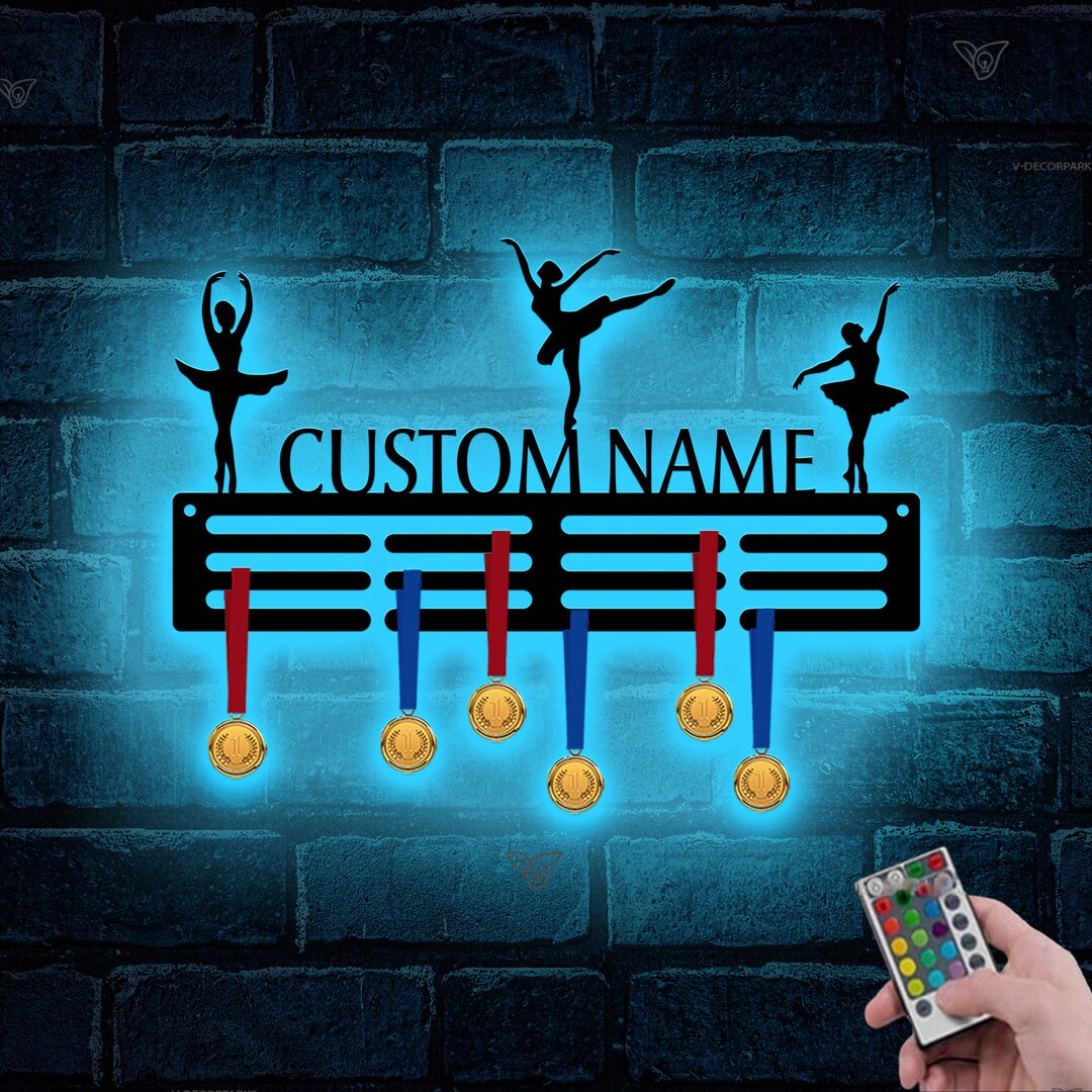 Custom Name Ballet Medal Holder With Led Light, Dancing, Ballet Gift ...
