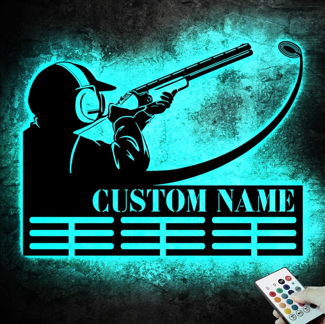 Custom Clay Pigeon Shooting Medal Hanger With Led Light Medal Holder ...