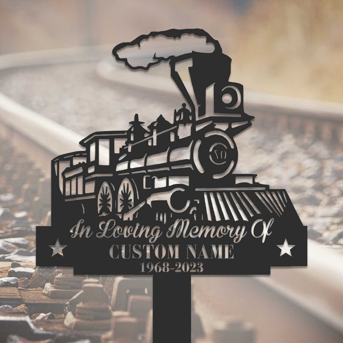 Personalized Train Memorial Stake, Metal Stake, Train Sign, Train Gift ...
