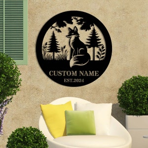 Fox Custom Metal Wall Art, Fox Decor, Fox Lover Gift, Fox Cabin Sign ...