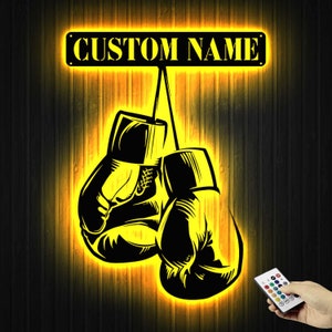 Personalized King Boxer Name Sign With LED Light, Custom Boxing Gloves ...