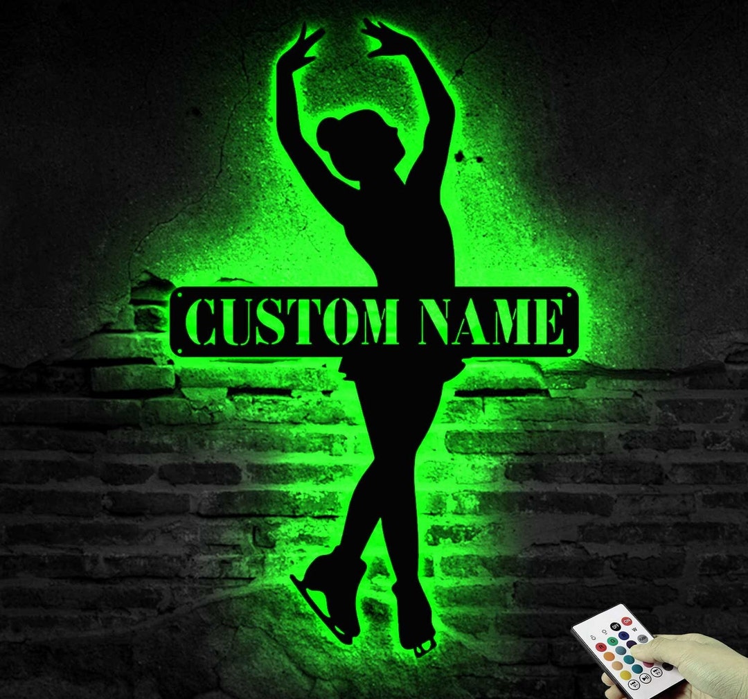 Custom Figure Skating Sign, Metal Wall With LED Light, Skater Gift ...