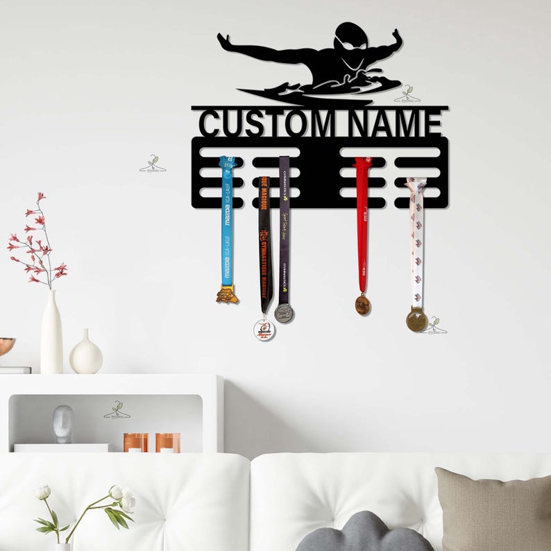 Personalized Medal Display Hanger, Custom Name Medal Holder, Sports ...