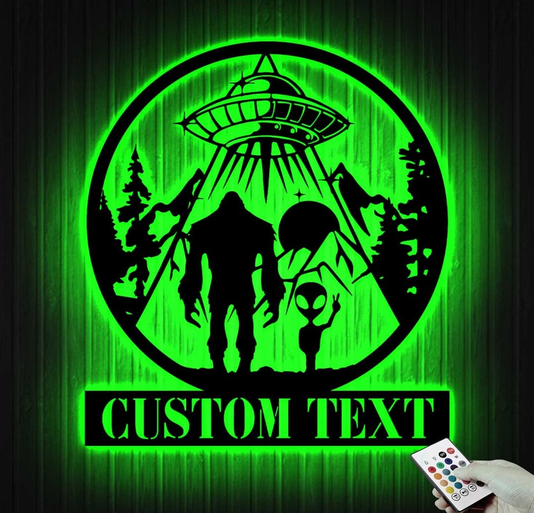 Custom Bigfoot Alien UFO Metal Wall Art Led Light, Personalized ...