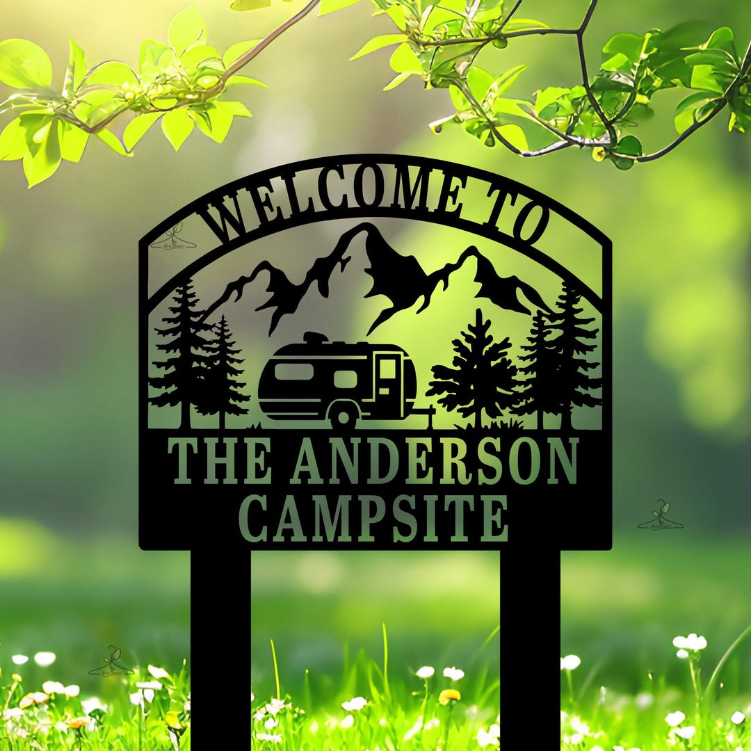 Personalized Campsite Sign, Custom RV & Camper Metal Yard Sign,welcome ...