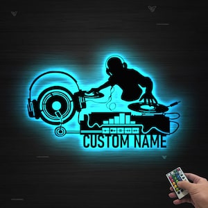 Custom Deejay Headphones Name Sign Wall Art With Led Lights ...