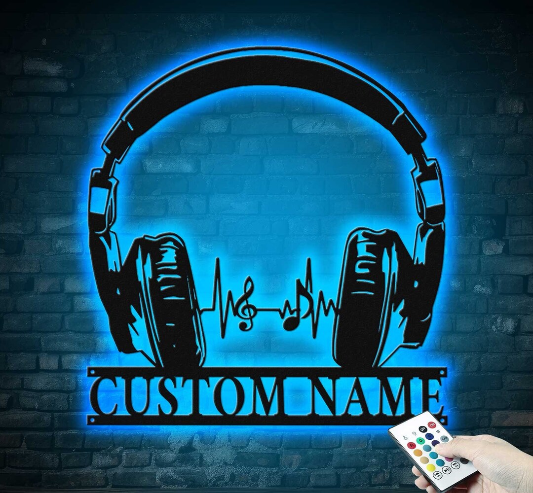 Custom Earphones Metal Wall Art, Personalized Headphones Decor, Musical ...