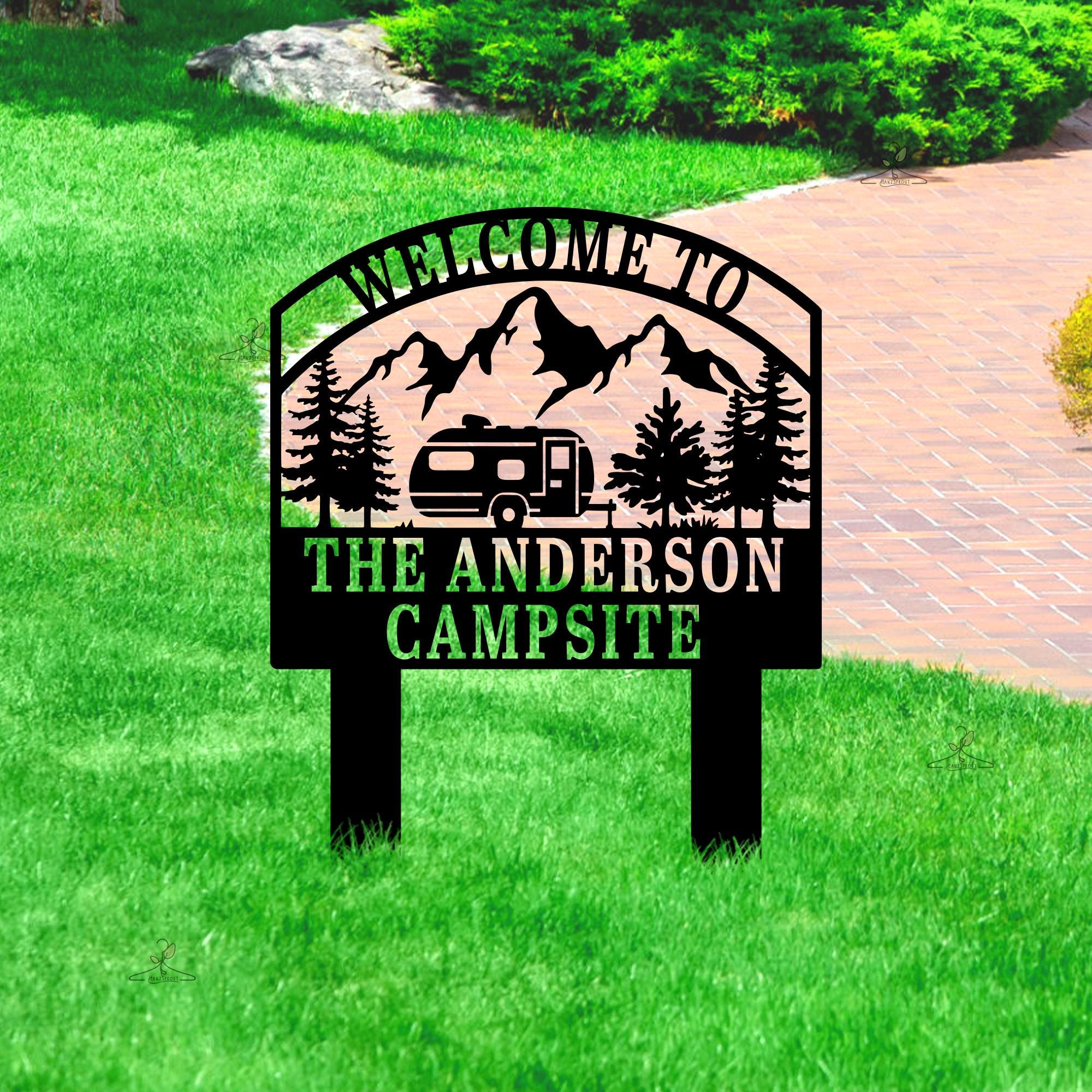 Personalized Campsite Sign, Custom RV & Camper Metal Yard Sign,welcome ...