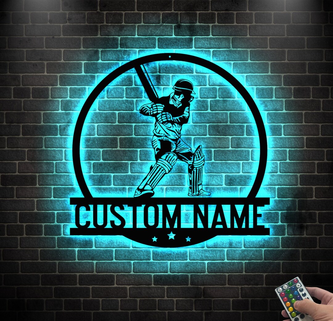 Cricket Metalsign With Led Light, Cricket Player Name Sign, Cricket ...