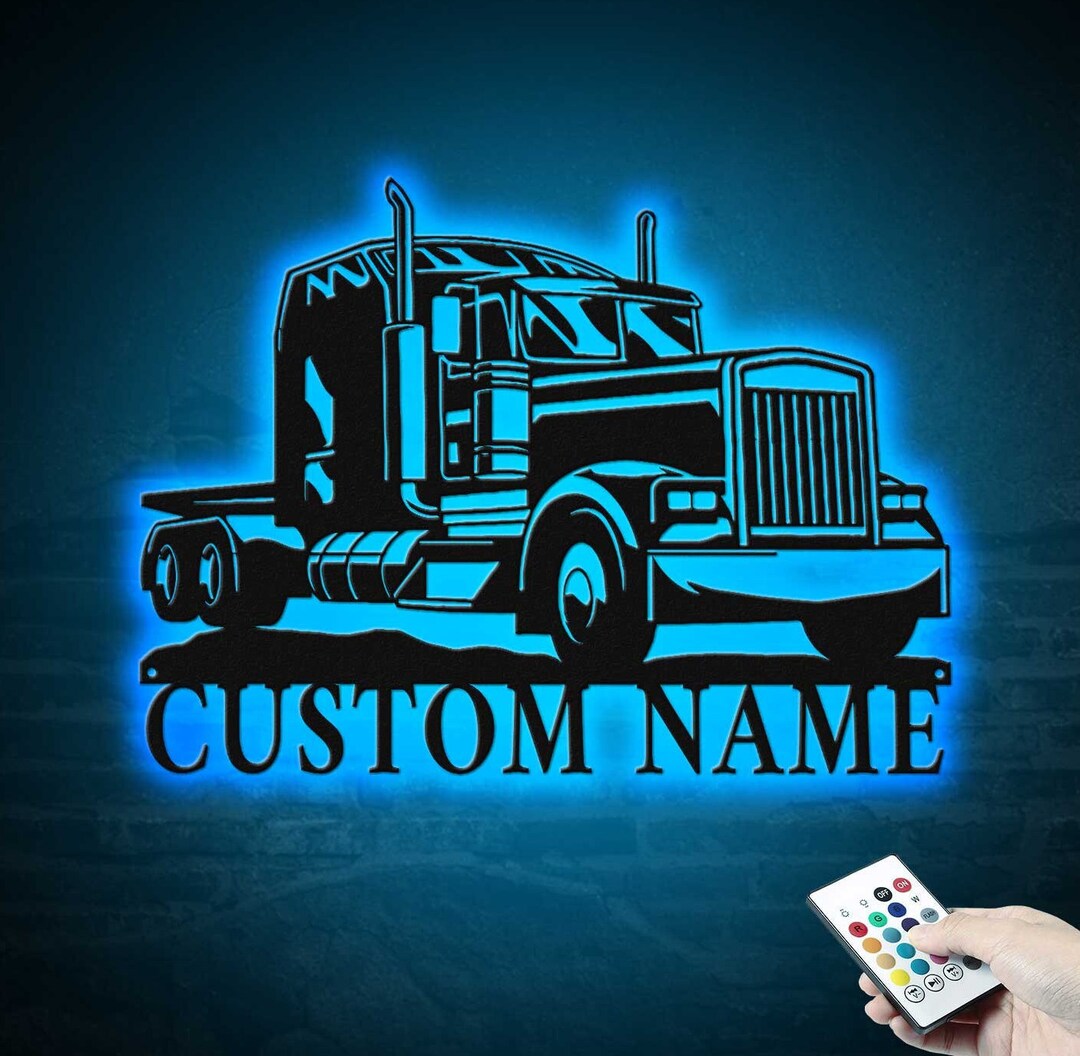 Personalized Trucker Name Sign, Custom Semi Truck Driver Metal Wall Art ...