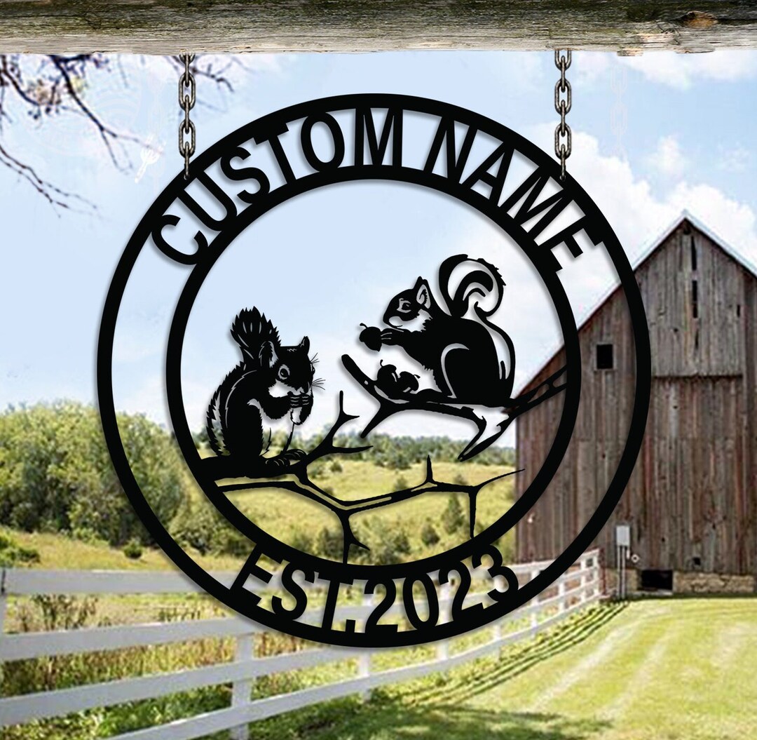 Personalized Squirrel Metal Sign, Squirrel Farm, Squirrel Sign ...