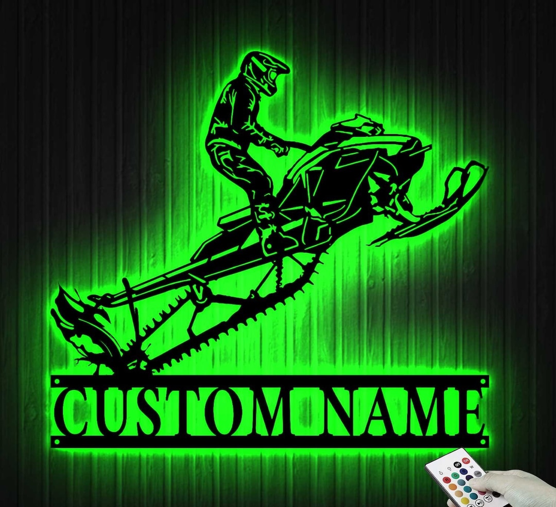 Personalized Snowmobile Metal Wall Art LED Light, Snowmobile Gift ...