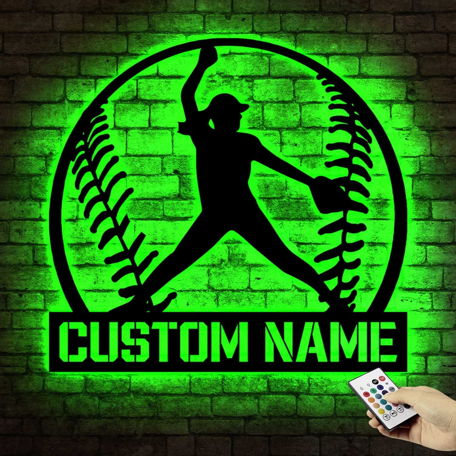 Custom Softball Pitcher Metal Wall Art With Led Lights, Pitcher Girl ...
