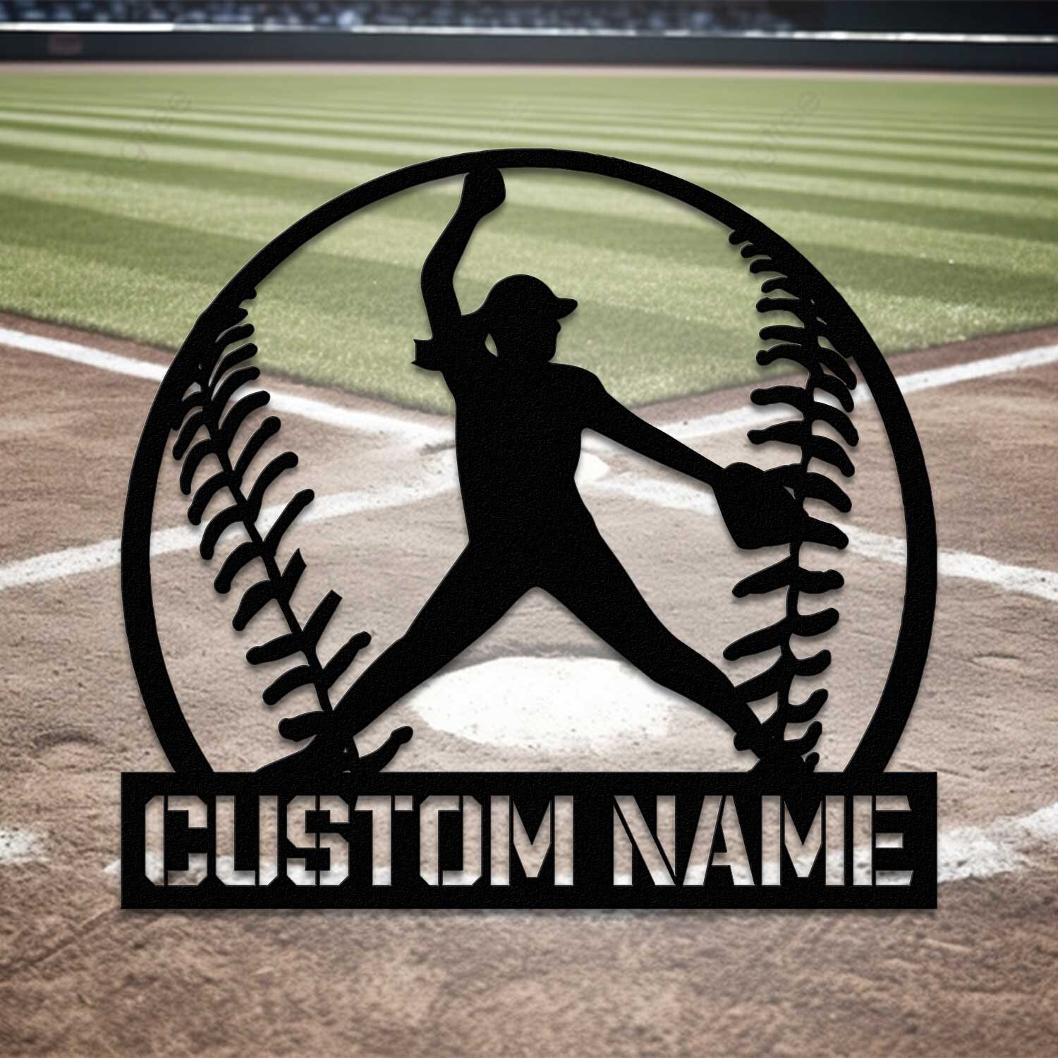 Custom Softball Pitcher Metal Wall Art With Led Lights, Pitcher Girl ...