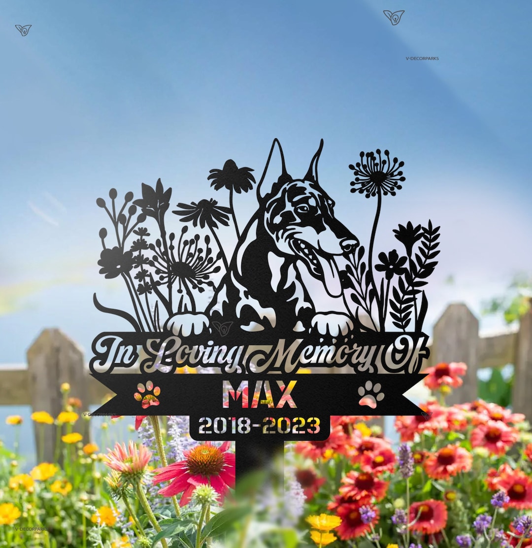 Personalized Dog Memorial Stake, Doberman Sign, in Loving Memory ...