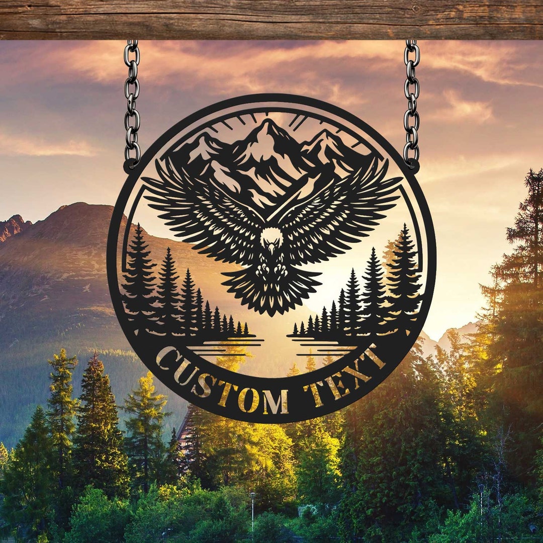 Custom Outdoor Eagle Monogram Metal Wall Art Decor, Custom Eagle Name ...