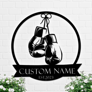 Personalized Boxing Gloves Metal Wall Art With LED Light, Custom King ...