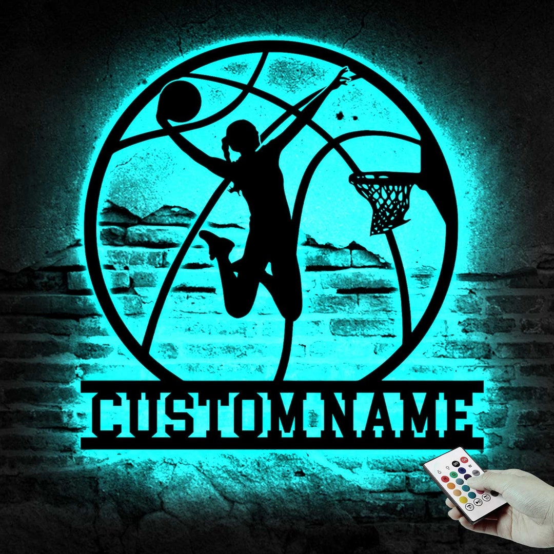 Custom Basketball Metal Wall With Led Light, Female Basketball ...