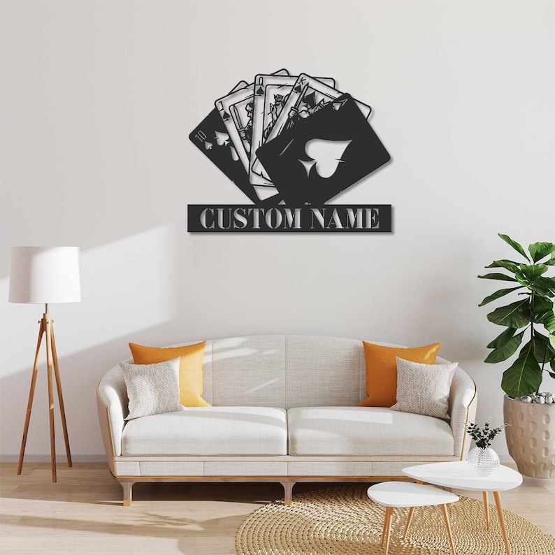 Poker Wall Art With LED Lights, Poker Decor Wall Led Sign, Poker RGB ...