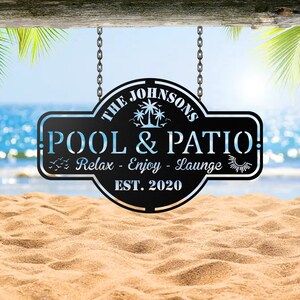 Personalized Pool & Patio Sign LED Light, Custom Pool Sign, Backyard ...