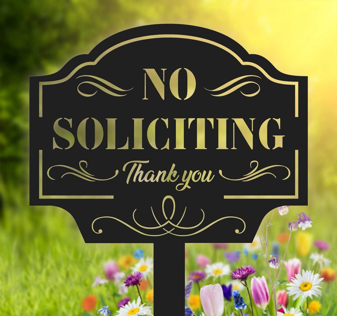 No Soliciting Yard Sign Metal Rusty, Metal Garden Sign, Notice Warning ...