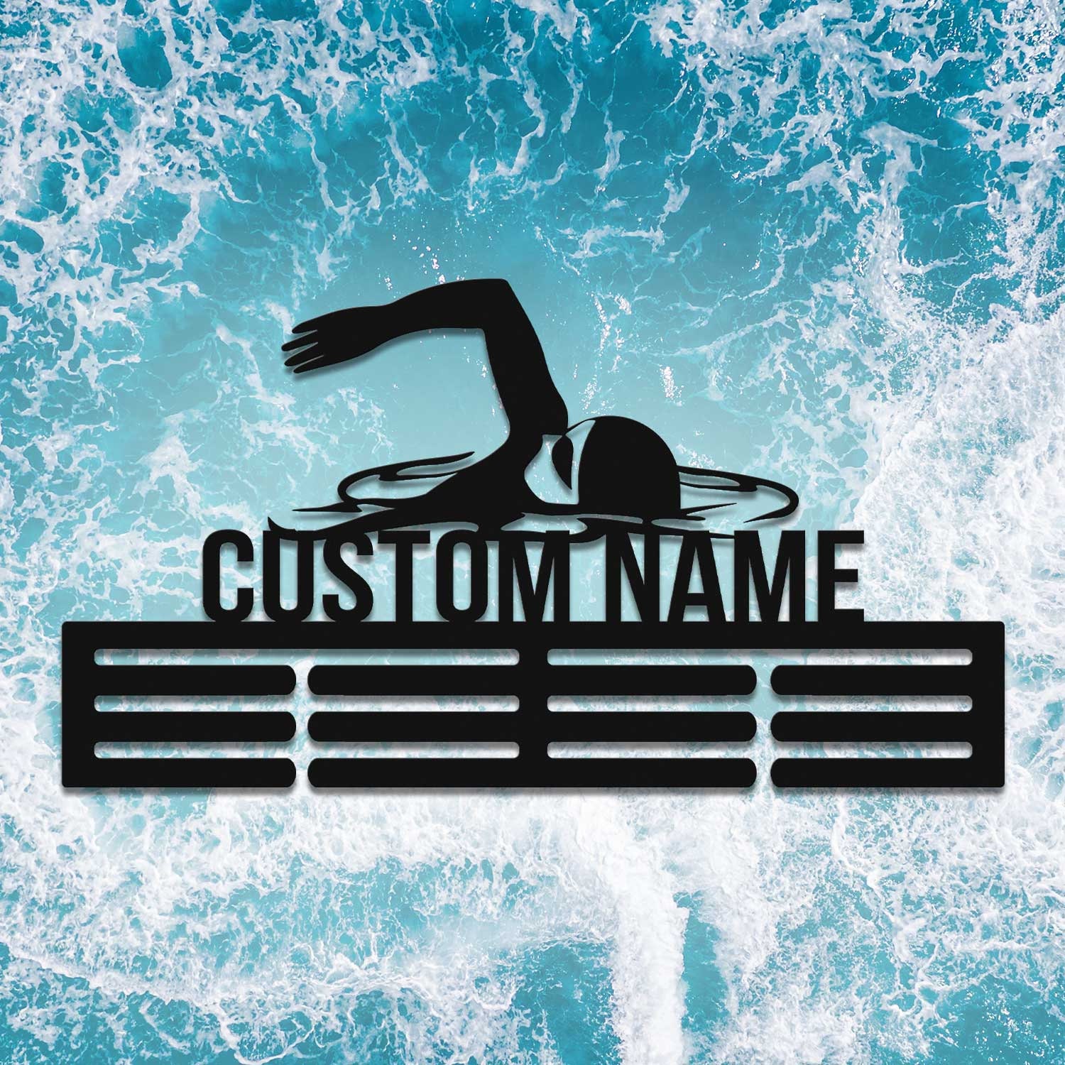Custom Name Swimming Medal Hanger With Led Light, Medal Holder Display ...