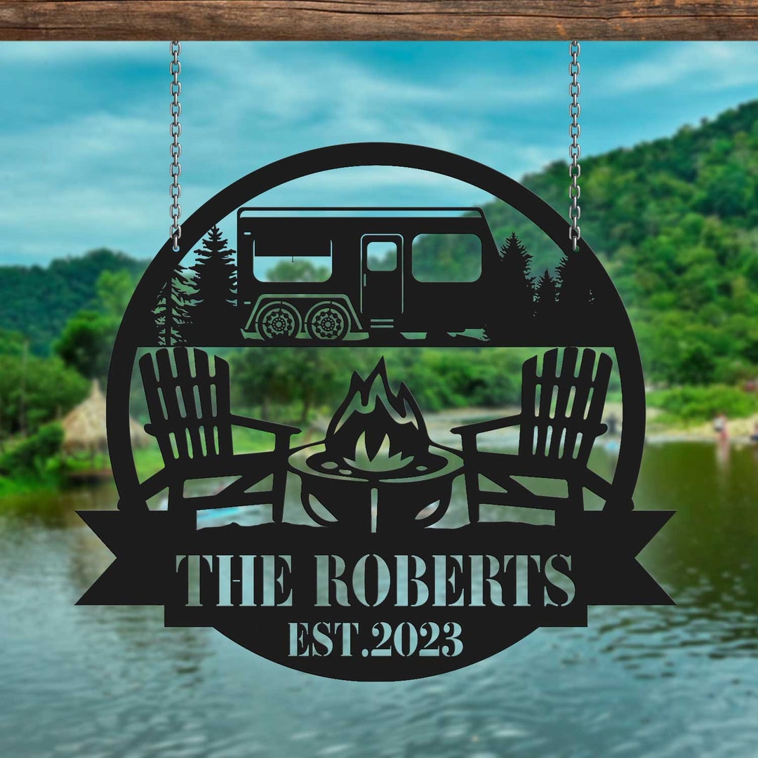 Personalized RV Trailer Metal Sign, Custom Camping Name Metal Wall Art ...