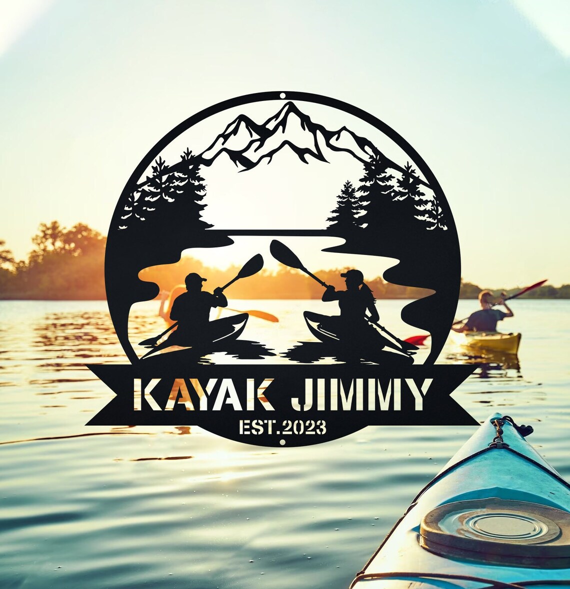 Personalized Kayak Metal Wall Art, Kayak Monogram Sign, Kayaker Gift ...