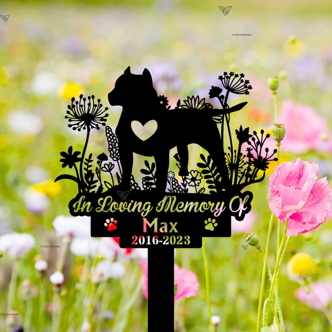 Personalized Pitbull Memorial Stake, Pit Bull Terrier Dog Garden Stake Sign, Custom Pitbull Name ...