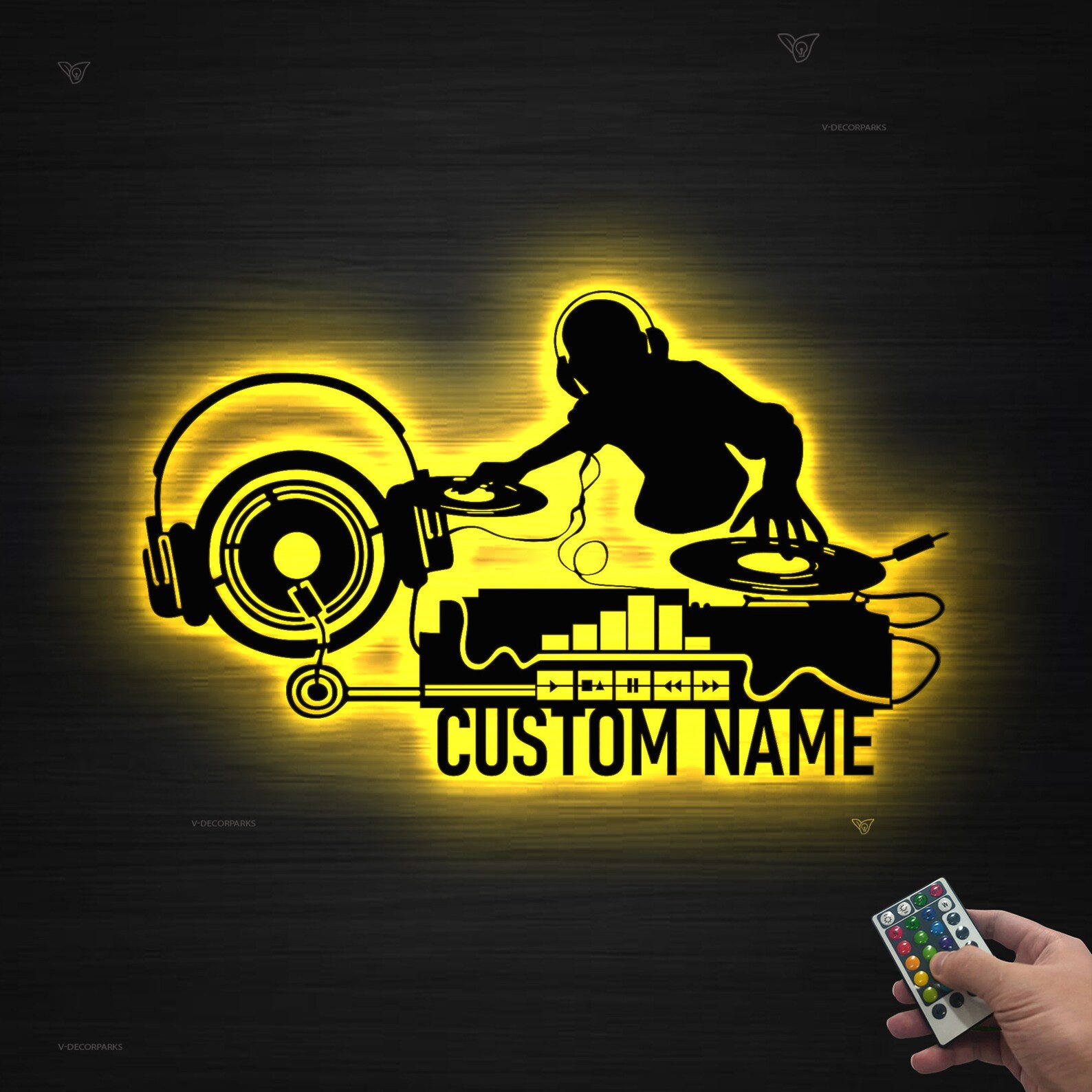 Custom Deejay Headphones Name Sign Wall Art With Led Lights ...