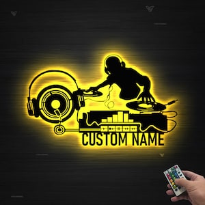 Custom Deejay Headphones Name Sign Wall Art With Led Lights ...
