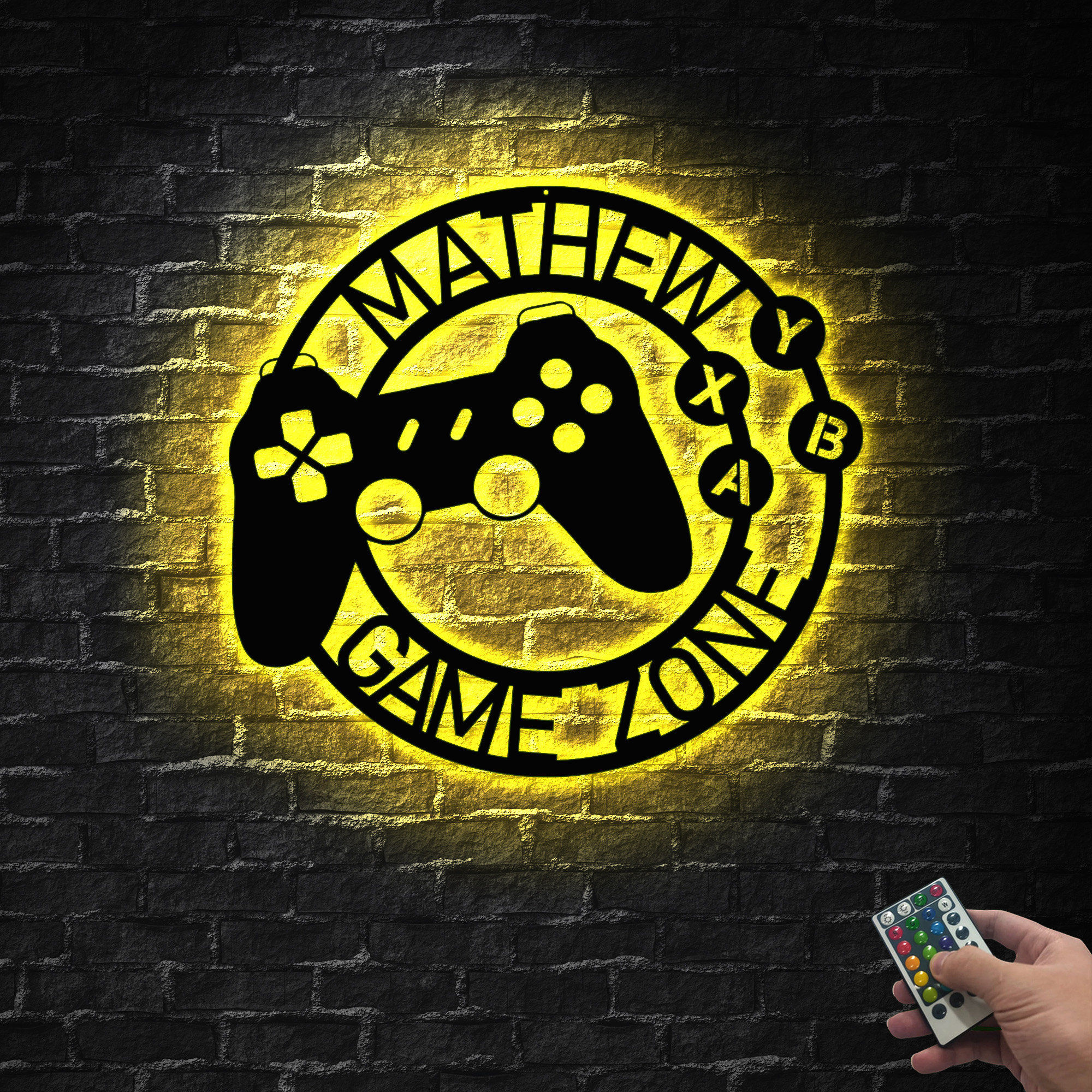 Custom Metal Gaming Sign With Led Light, Game Controller Metal Wall Art ...