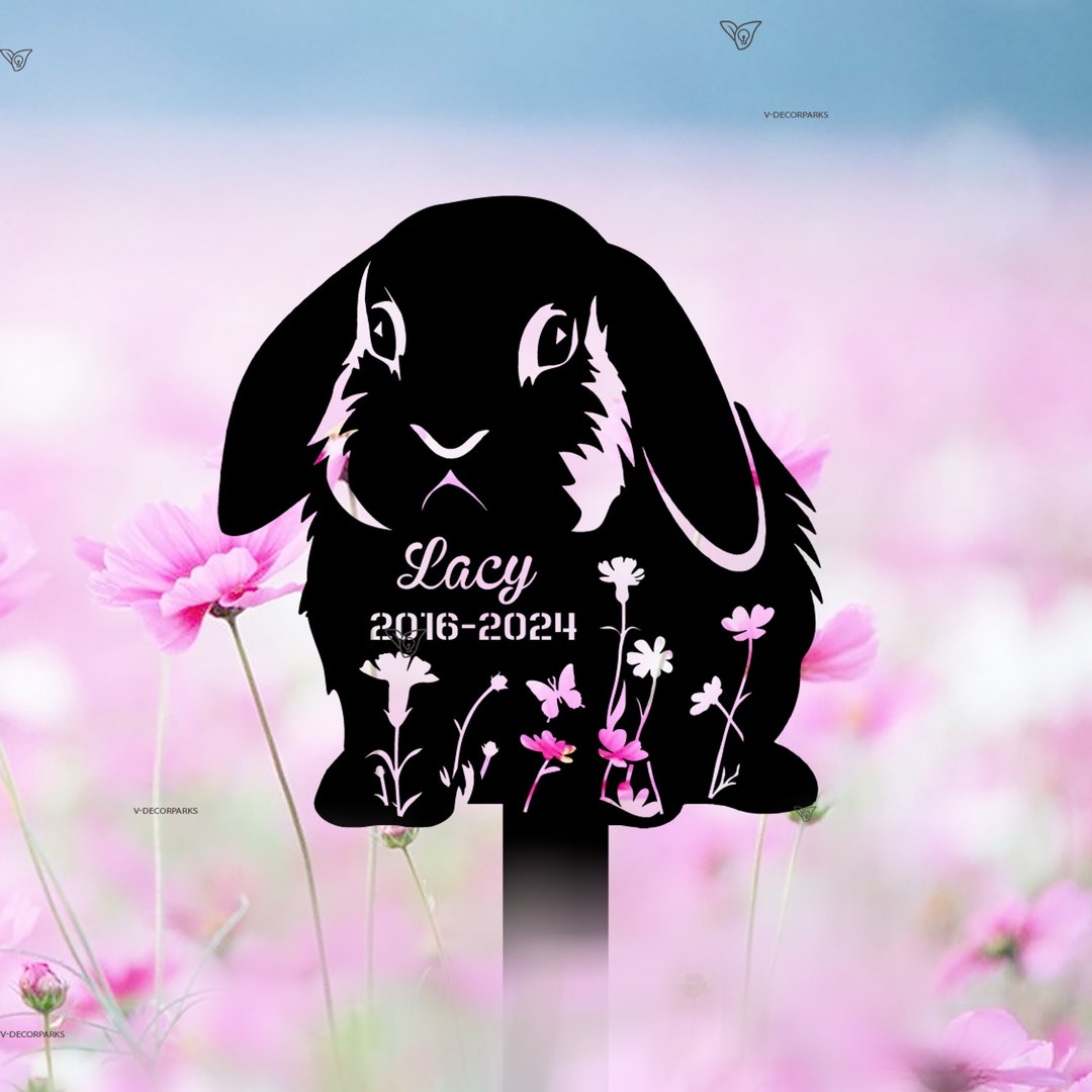 Custom Lop Rabbit Memorial Metal Stake, Rabbit Loss, in Loving Memorial ...