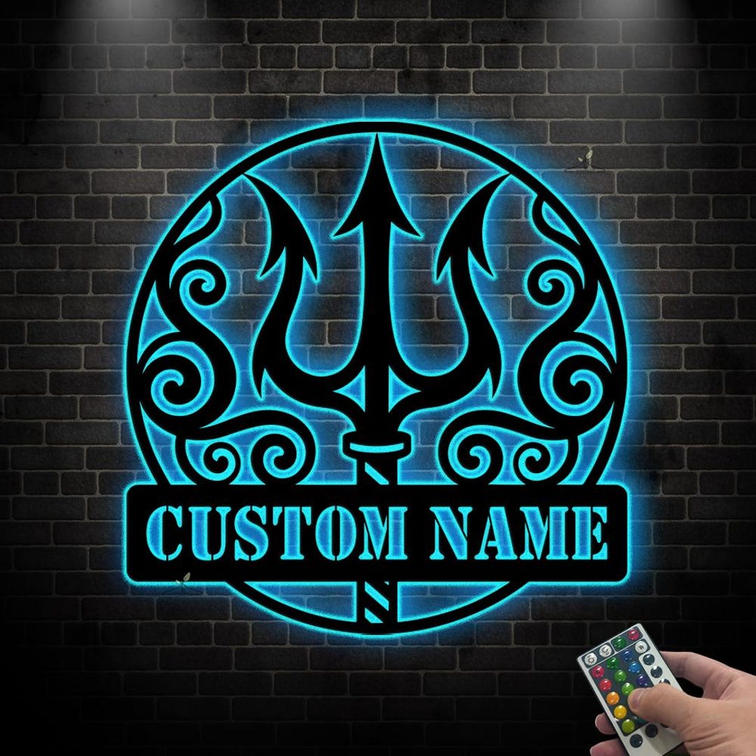 Personalized Trident Emblem Sign, Custom Trident Sword Metal Sign ...
