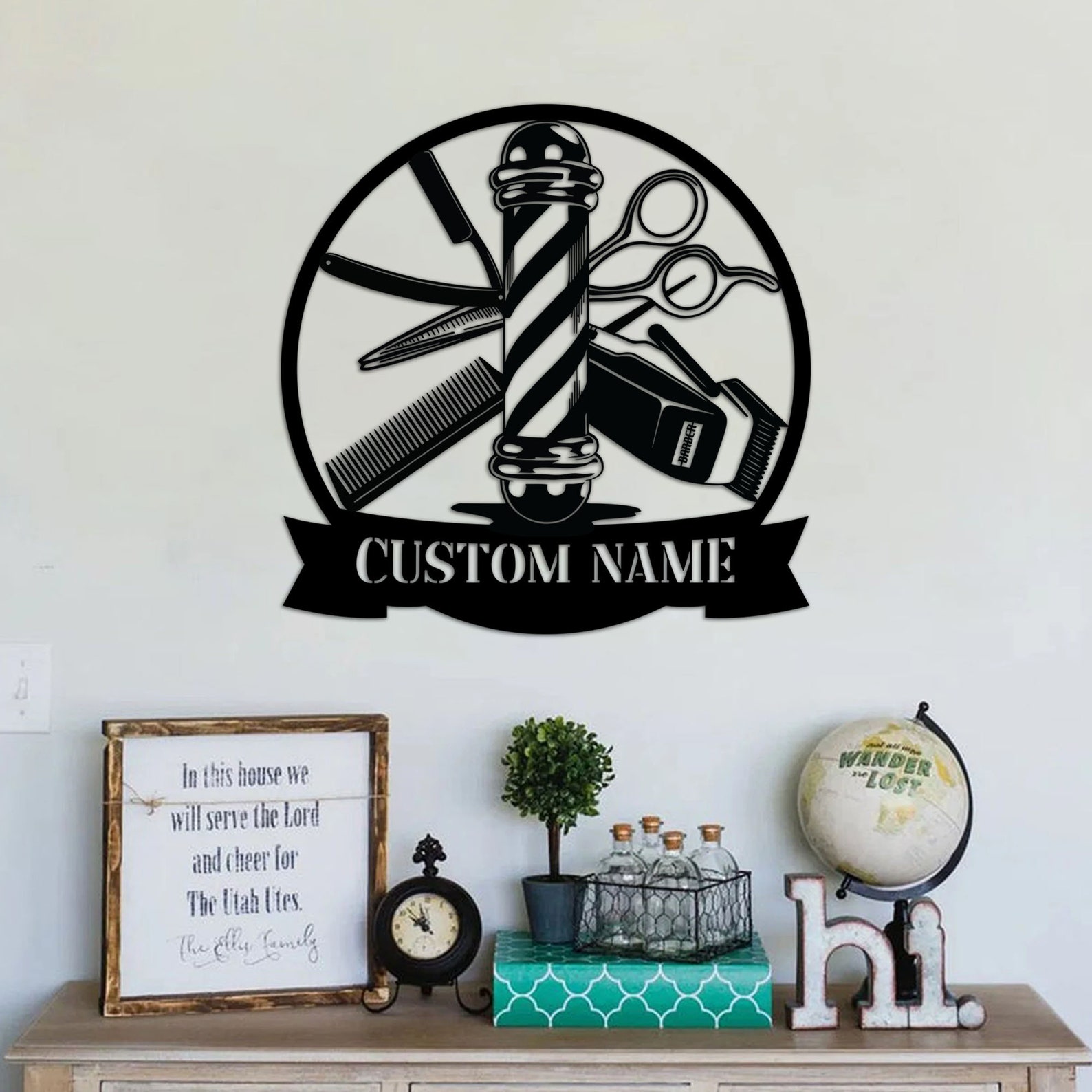 Custom Barber Metal Sign With LED Lights, Barber Shop Art, Barber ...