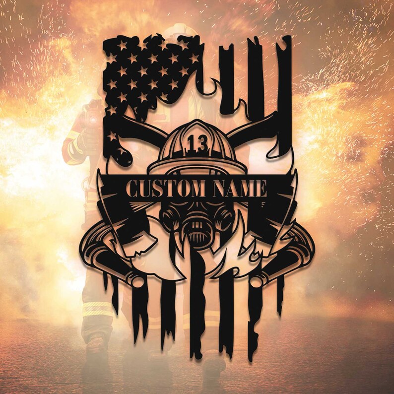 Firefighter Monogram Personalized Metal Sign, Fireman Firewoman ...