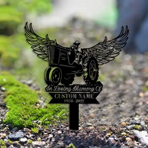 Tractor Memorial Plaque Stake, Personalized Memorial Garve Maker, Grave ...